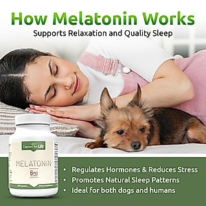 Lignans for Life Melatonin for Dogs & People, 6mg - 120 Capsules - Capsules - Pet Treats - Vitamins for Overall Health