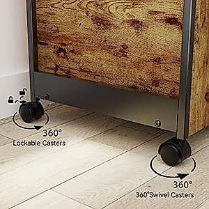 EUREKA ERGONOMIC File Cabinet 2 Drawers, Rolling File Cabinet with Bag for Home Office, Under Desk Rolling File Cabinet, Wood Filing Cabinet, Printer Stand with Storage, Rustic Brown