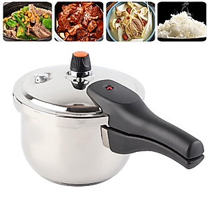 Stainless Steel Pressure Cooker, Multifunctional with Safety Valve, 80KPA, Handle, Cooking Pot for Fast Efficient Cooking (2L)