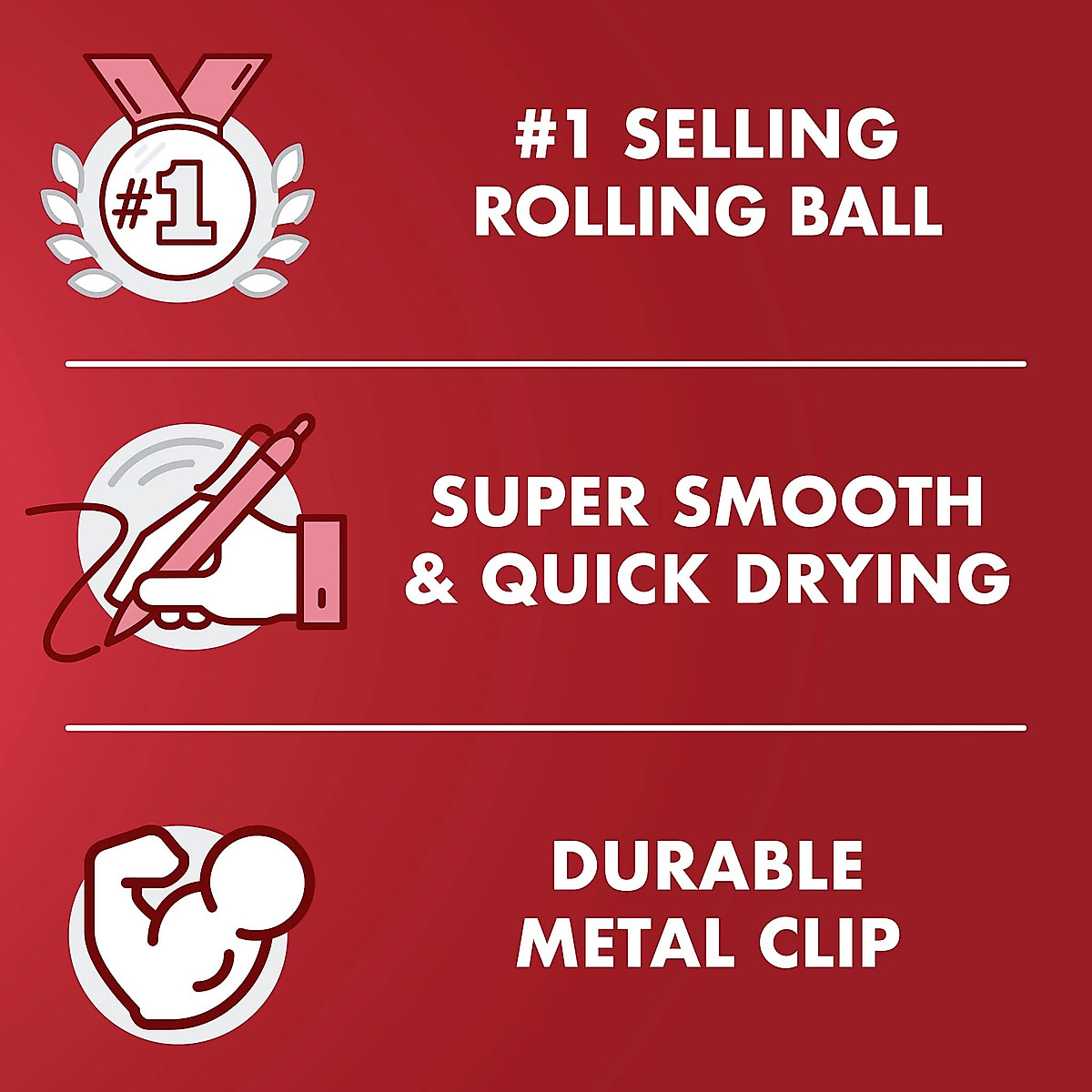 Pilot, Precise V5 RT Refillable & Retractable Rolling Ball Pens, Extra Fine Point 0.5 mm, Red, Pack of 8