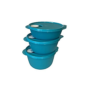 Crystalwave 3 Piece Microwave Bowl Set, Blue