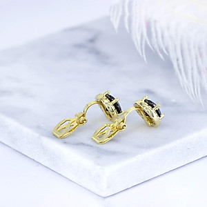 YOQUCOL 8MM Black Cubic Zirconia Crystal Clip On Stud Earrings Round Gold Non Pierced Earrings For Women