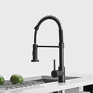 Modern Pull-Out Kitchen Faucet Pull-Down Sprayer Kitchen Sink Faucet All Solid Brass Single Handle (Matte Black)