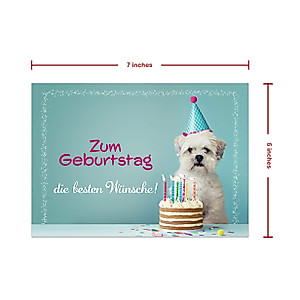 Burg Street Creations German Birthday Card - Zum Geburtstag die besten Wünsche (Dog with Birthday Cake)