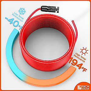 RICH SOLAR 20 Feet 10 Gauge Solar Extension Cable One Pair