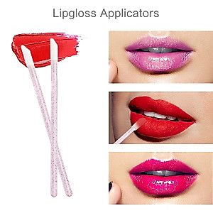 iminoo 200 PCS Disposable lip wands and mascara wands, Disposable Mascara Lipstick Makeup Brushes Eyelash Lip Gloss Brushes Applicators Makeup Tool (200, Crystal Pink)