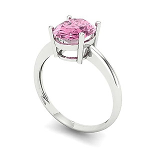 Clara Pucci 2.0 ct Oval Cut Solitaire Pink Simulated Diamond Wedding Bridal Designer Anniversary Engagement Ring Real 14k White Gold