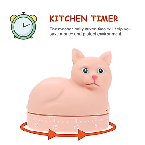 Hemoton Kitchen Timer Wind Up 60- Minute Mechanical Visual Timers 3D Cat Shaped Alarm Clock Egg Timer Countdown Clock for Classroom Cooking Baking