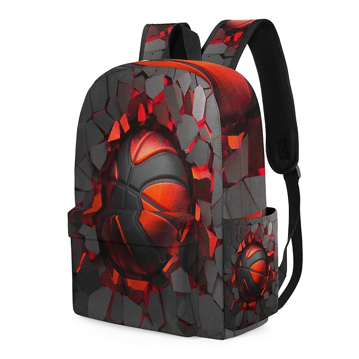 YoCosy School Backpack for Boys Girls Black Red Sport Basketball Kids Backpack Bookbag for Elementary Preschool Travel Daypack Laptop Backpack Purse for Women Men Teens