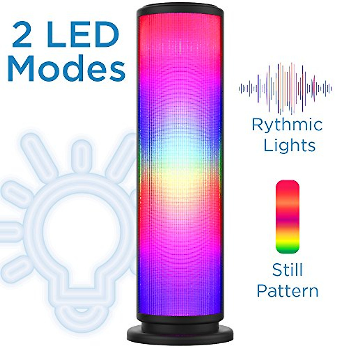 Aduro LED Wireless Speaker with Pulsating Lights, Wireless Color Changing Portable Outdoor Party Tower Speaker Universal, Black