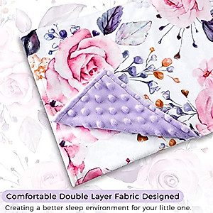Pea Pod 30'' x 40''Baby Blankets, Super Soft Floral Minky Toddler Newborn Blanket for Boys Girls, Dotted Backing, Double Layer, Crib Receiving Blanket for Nursery/Stroller/Toddler Bed/Baby Carseat
