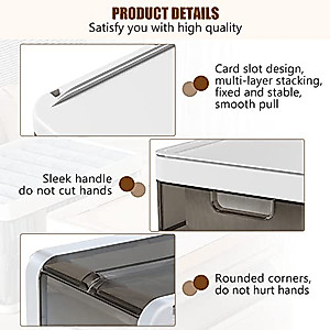 SNSLXH 18 Qt,3 Pack Stackable Plastic Storage Bins with lid,Foldable Closet Organizers Storage Box,Drawer Organizers for Clothes,Toys,Clear with Black