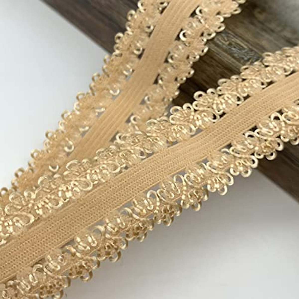 10/15/20/25mm 5yards Khaki Elastic Ribbon Fold Over Elastic Lace Trim for Sewing Waist Band Garment Accessory