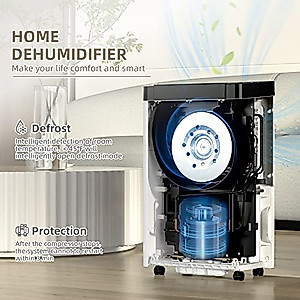 AIRPLUS 4,500 Sq.Ft 70 Pint Dehumidifier for Basements, (4 Smart Modes) Quiet Dehumidifiers for Bedroom & Home with Drain Hose, Auto Shut Off/24 Hr Timer/0.8Gallon Water Tank