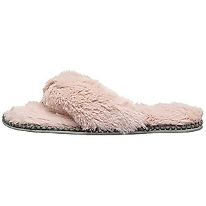 Dearfoams womens Marie Furry Thong Slipper, Dusty Pink, Large US