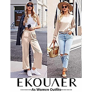 Ekouaer Pjs Womens Satin Nightwear Long Sleeve Sleep Set Champagne 2 Pieces Sleepwear Set Two Piece Bride Pajama Champagne XL