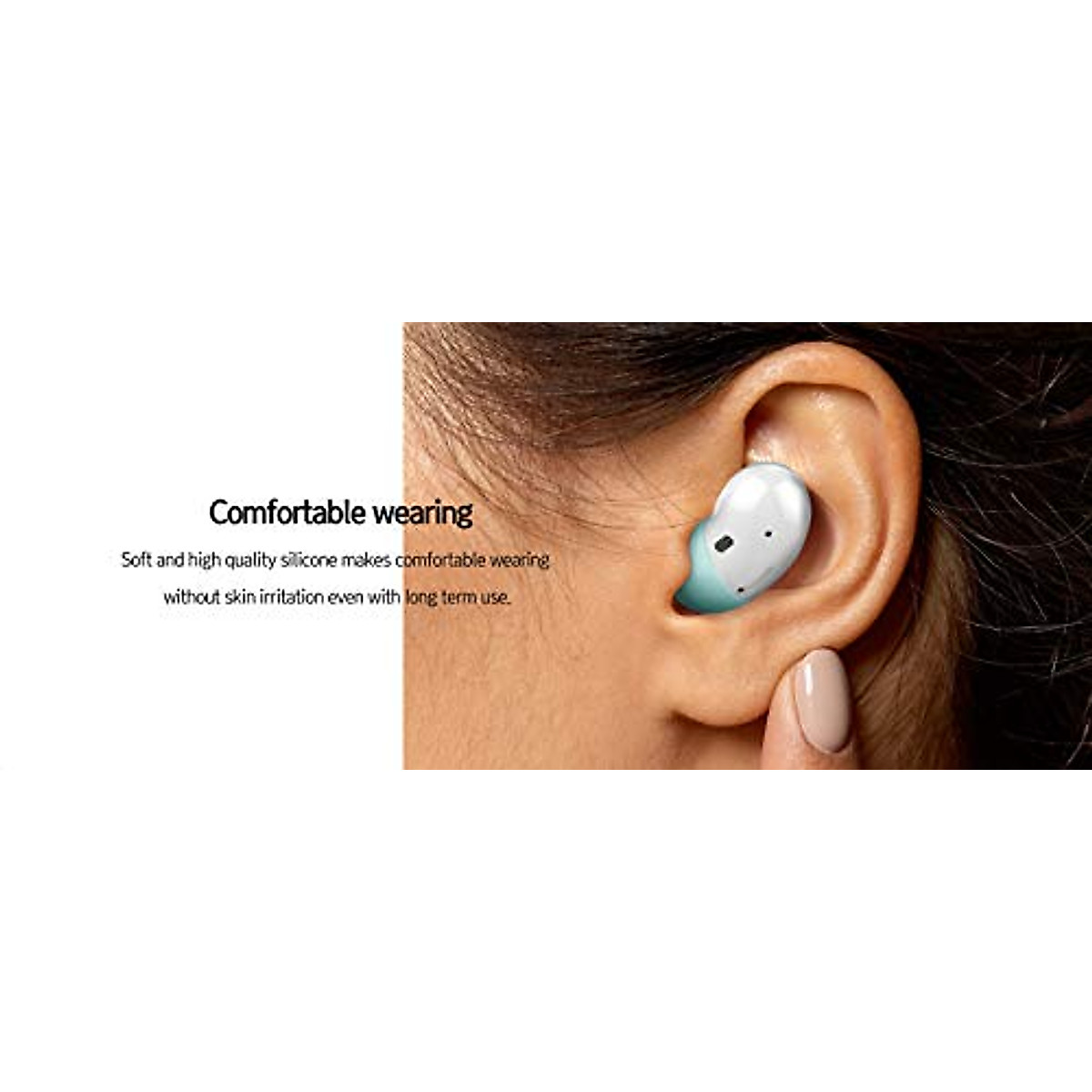 diofit Skin-Friendly Silicone Tips for Galaxy Buds Live. Comfortable Wearing. Stable Fit, 2 Pairs (White)