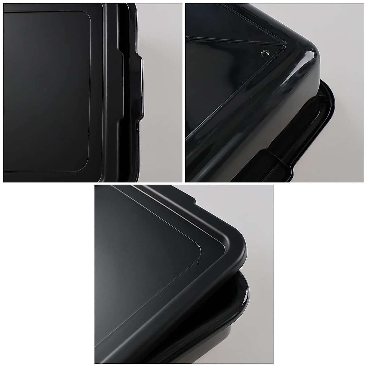 Dehouse 13 L Plastic Commercial Utility Bus Boxes, Black Bus Tubs with Lids, 3-Pack