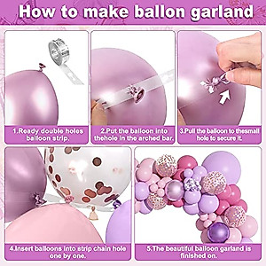 Amandir 175Pcs Pink and Purple Balloon Garland Arch Kit Butterfly Baby Shower Decorations for Girl, Lavender Purple Dusty Pink Balloon for Women Birthday Bridal Shower Wedding Party Supplies