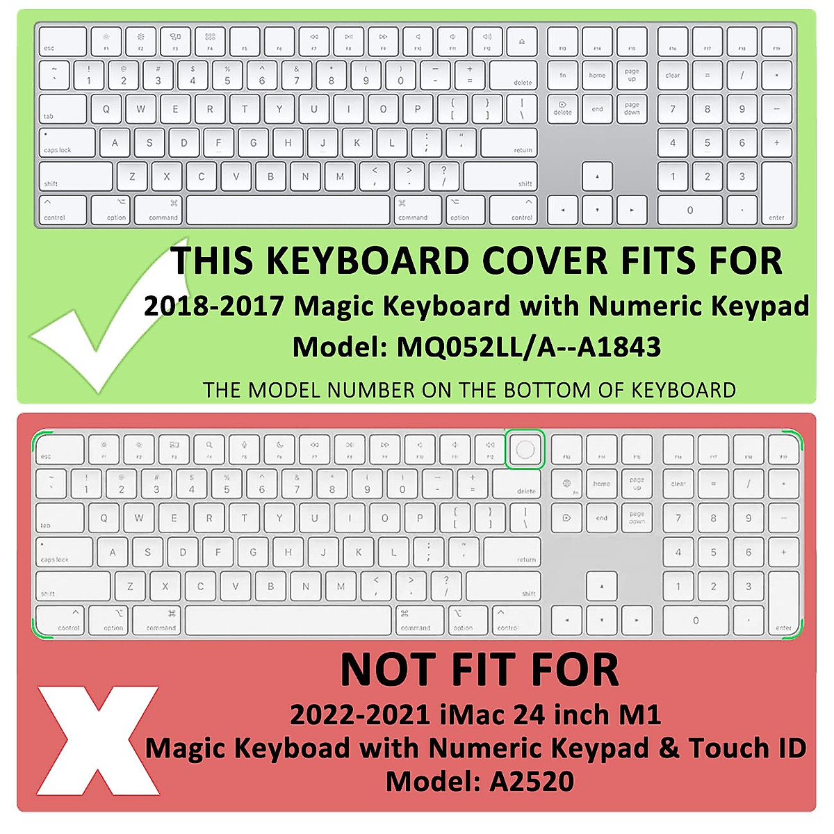 ProElife Keyboard Cover Skin for 2018-2017 Apple Magic Keyboard with Numeric Keypad A1843 US Enter MQ052LL/A Wireless Bluetooth Keyboard Ultra Thin Full Size TPU Protector, 0.13 mm, Transparent Clear