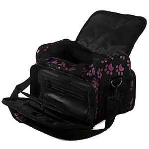 WAHL Professional Animal Travel Tote Bag with Zipper, Berry Paw Print Design (#97764-400), 9 Inches -Berry