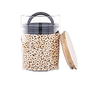 Airscape Glass Food Storage Canister - Patented Airtight Lid Preserves Food Freshness, Glass Storage with Bamboo Lid (Medium 7-Inch)