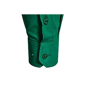 DELCARINO Men's Long Sleeve Button Up Shirts Solid Slim Fit Casual Business Formal Dress Shirt Green Large