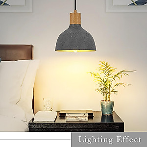 Emliviar 2 Pack Pendant Light Fixtures, 8 Inch Hanging Lights for Dining Room Bedroom with Dome Metal Shade, Natural Stone Finish, GE273MIL-2 Grey