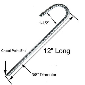 Toopify 12 Pack Rebar Stakes, 12" Heavy Duty J Hook Galvanized Ground Anchors, Anti Rust Metal Steel Tent Stakes Garden Fence Stakes, Silver