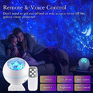 ONEFIRE Galaxy Projector for Bedroom, 43 Lighting Modes Star Projector Galaxy Light, Remote Timer Moon Lampn Ceiling Projector Lights for Bedroom,Voice Control Ocean Projector Room Lights for Bedroom