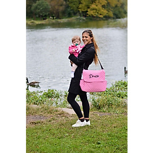 PERSONALIZED Diaper Bag Messenger Bag Baby Shoulder Bag Monogram (Pink)