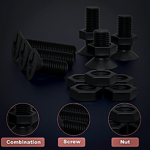 Zmbroll 620 Pcs M2.5 Flat Head Machine Screws Black Phillips Screws Bolts Nuts Assortment Kit M2.5 x 3mm/4mm/5mm/6mm/8mm/10mm/12mm/14mm