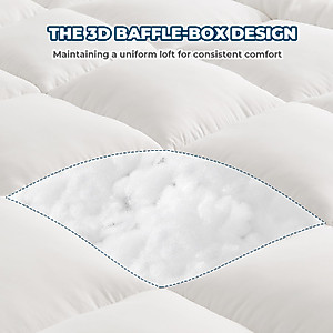 ROSE FEATHER Mattress Topper Queen, Mattress Pad Dorm Bedding, Bed Mattress Cover with Straps, Extra 2-inch Thick Mattress Pad Topper Cover with 100% 1500T Peach Skin Fabric(60"x80"), White