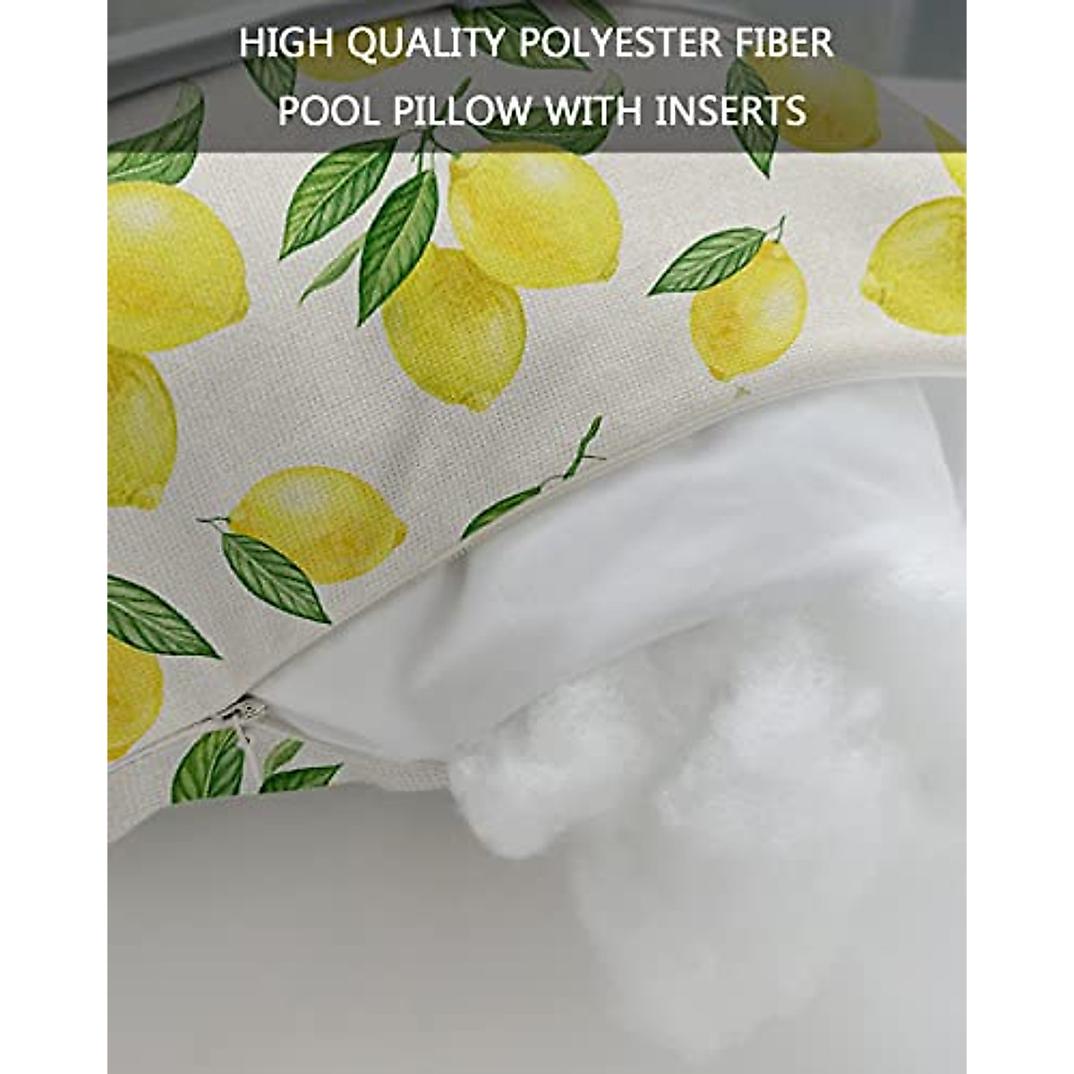 Recliner Head Pillow Ledge Loungers Chair Pillows with Insert Summer Farm Rustic Yellow Lemon Lumbar Pillow with Adjustable Strap Outdoor Waterproof Patio Pillows for Beach Pool Chair, 2 PCS