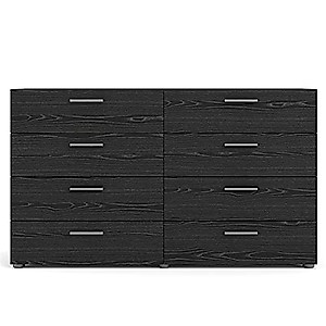 Levan Home Contemporary 8 Drawer Double Dresser in Black Woodgrain