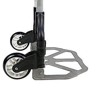 Y&Y Decor Compact Portable Folding Hand Truck Aluminium Luggage Trolley Cart and Dolly with Black Elasticized Cord, Telescoping Handle, PVC Wheels for Travel Office Auto Moving (Black)