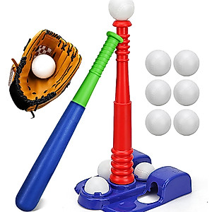 TOY Life Tball T Ball Set for Kids 3-5 Tball Set for Kids 5-8 Tee Ball Bat Toddler Baseball Tee Ball Set Bat Baseball Kids T Ball Stand for Kids 3-5 T Ball Set for Kids 5-8 T Ball Bat Set