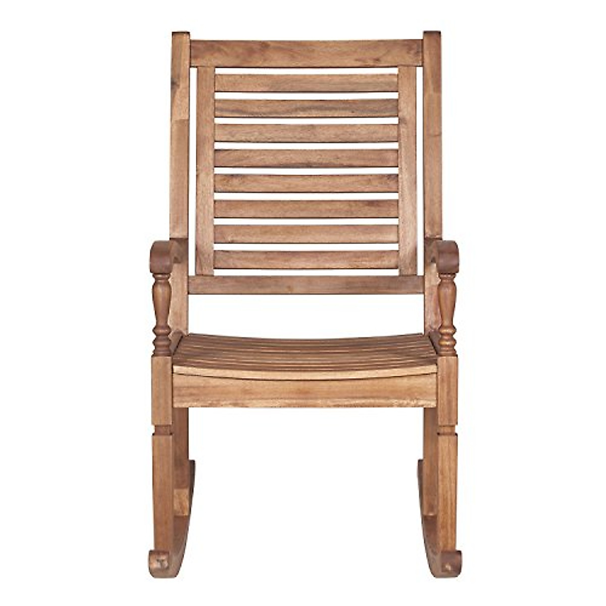 Walker Edison Montego Traditional Acacia Wood Slat Back Patio Rocking Chair, 42 Inch, Brown & Furinno FG18506 Tioman Hardwood Patio Furniture Outdoor End Table, Natural