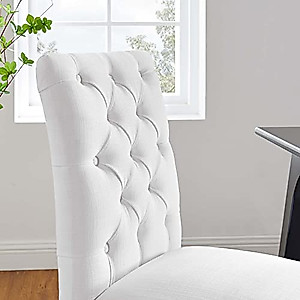 Modway Duchess Modern Tufted Button Upholstered Fabric Parsons Two Dining Chairs in White