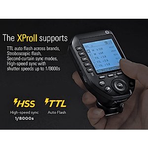 Godox XProII-S TTL Wireless Flash Trigger Compatible for Sony, 1/8000s HSS 2.4G Wireless Flash Transmitter, TTL-Convert-Manual, Extra Large LCD Screen, Bluetooth Connection, New Hotshoe Locking