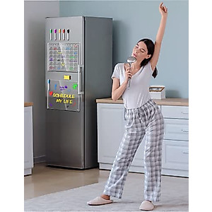 Acrylic Magnetic Dry Erase Calendar Board for Fridge, 16''x12'' Monthly Calendar&Blank Dry Erase Board for Fridge, 90% Stronger-Magnetic Whiteboard Planner Also for Stainless Steel 6 Markers 1 Eraser