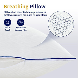 CHUN YI Shredded Memory Foam Pillows Queen Size Set of 2, Bed Pillows for Sleeping 2 Pack for Back Stomach Side Sleepers, Firm Pillows with Removable Cover 20x30 in