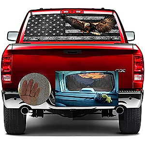 GadgetsTalk 4th of July Decorations, American Eagle Flag Decal, Patriotic Decor, 65"x20" Car Rear Window Decals for Trucks, Window Decals for Cars, Vehicles, Truck, Car Decals, Truck Accessories