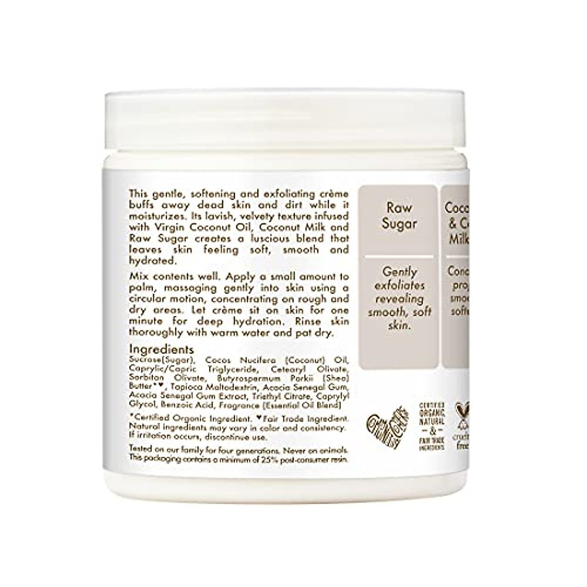 SheaMoisture Daily Hydration Crème Sugar Scrub Care for Dry Skin 100% Virgin Coconut Oil Acacia Senegal Exfoliating Scrub, Coffee, 8 Oz