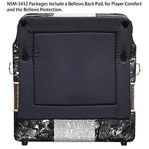 SofiaMari NSM3412 Accordion Package: 34 Button, 12 Bass, 3 Switch Accordion with Case and Straps (Fa/FBE, Red Pearl)