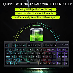 ZJFKSDYX L87 Wireless Gaming Keyboard, Rechargeable 3000mAh 2.4G LED Backlit Wireless Keyboard, Ergonomic Keyboard with Mechanical Feeling Keys for PC PS4 Xbox One Mac, Teclado Gamer (White)