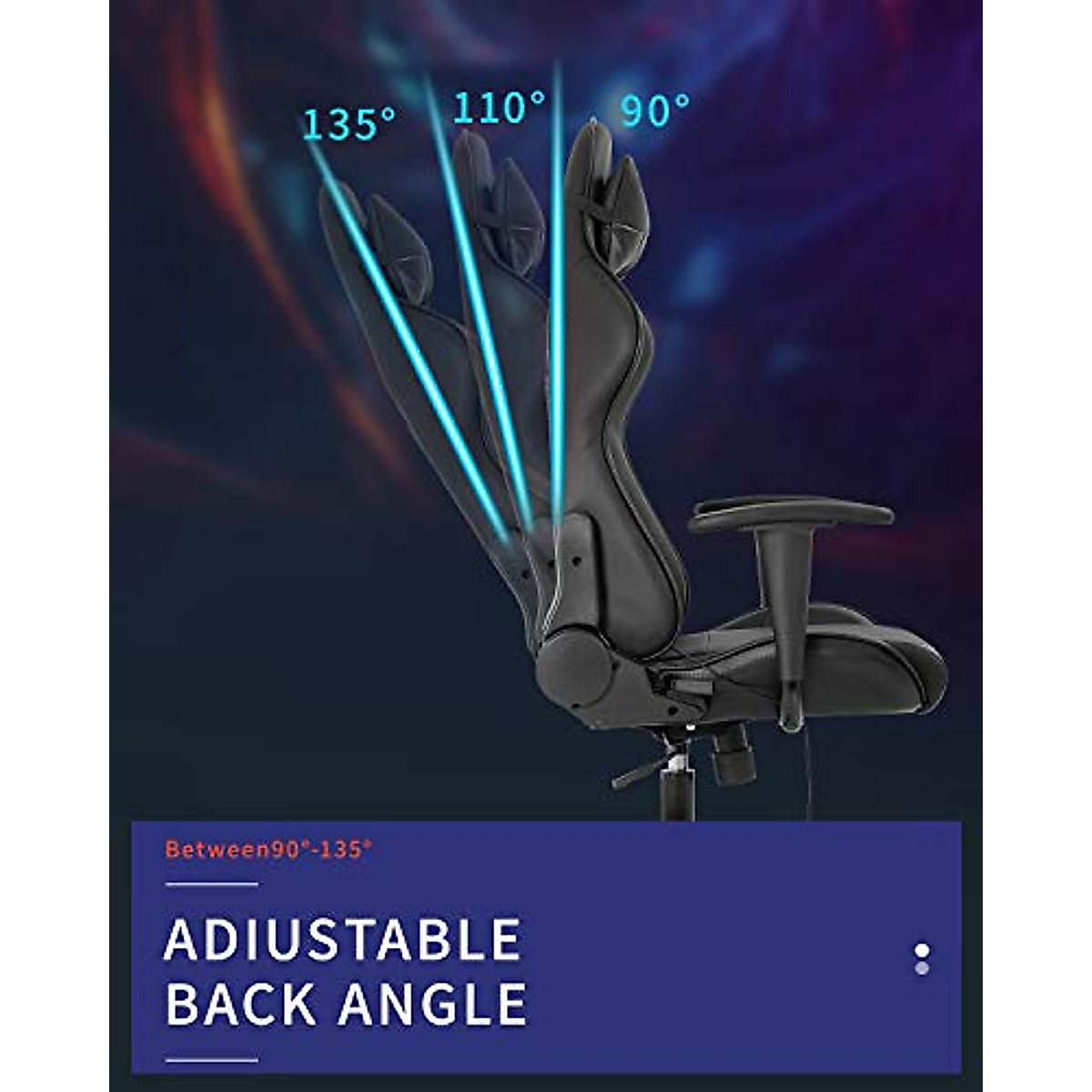 Gaming Chair Racing Office Chair Massage Swivel Chair High Back PU Leather Executive Rolling Task Adjustable Computer Chair with Lumbar Support Headrest Armrest Desk Chair for Adults (Black)