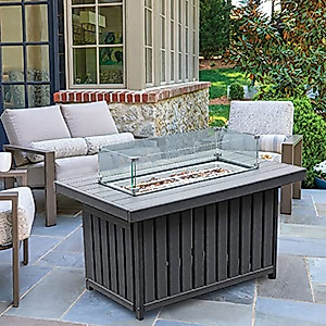 Propane Fire Pit Table 50,000 BTU 43" Outdoor Gas Table with Automatic Ignition and Tempered Glass Windshield for Porch, Patio, Yard, Garden