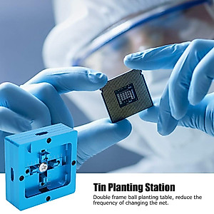 BGA Reballing Rework Station Double Frame Template Stencil Welder Kits 80 x 80mm Soldering Station for Auto Fixing for Large Steel Meshes