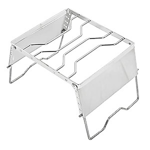Mini Barbecue Foldable Grill with Wind Screen, Stainless Steel Foldable Camping Grill Grate for Garden with Storage Bag